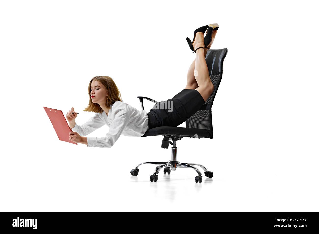 Professionalism and flexibility. Focused on work businesswoman in ...