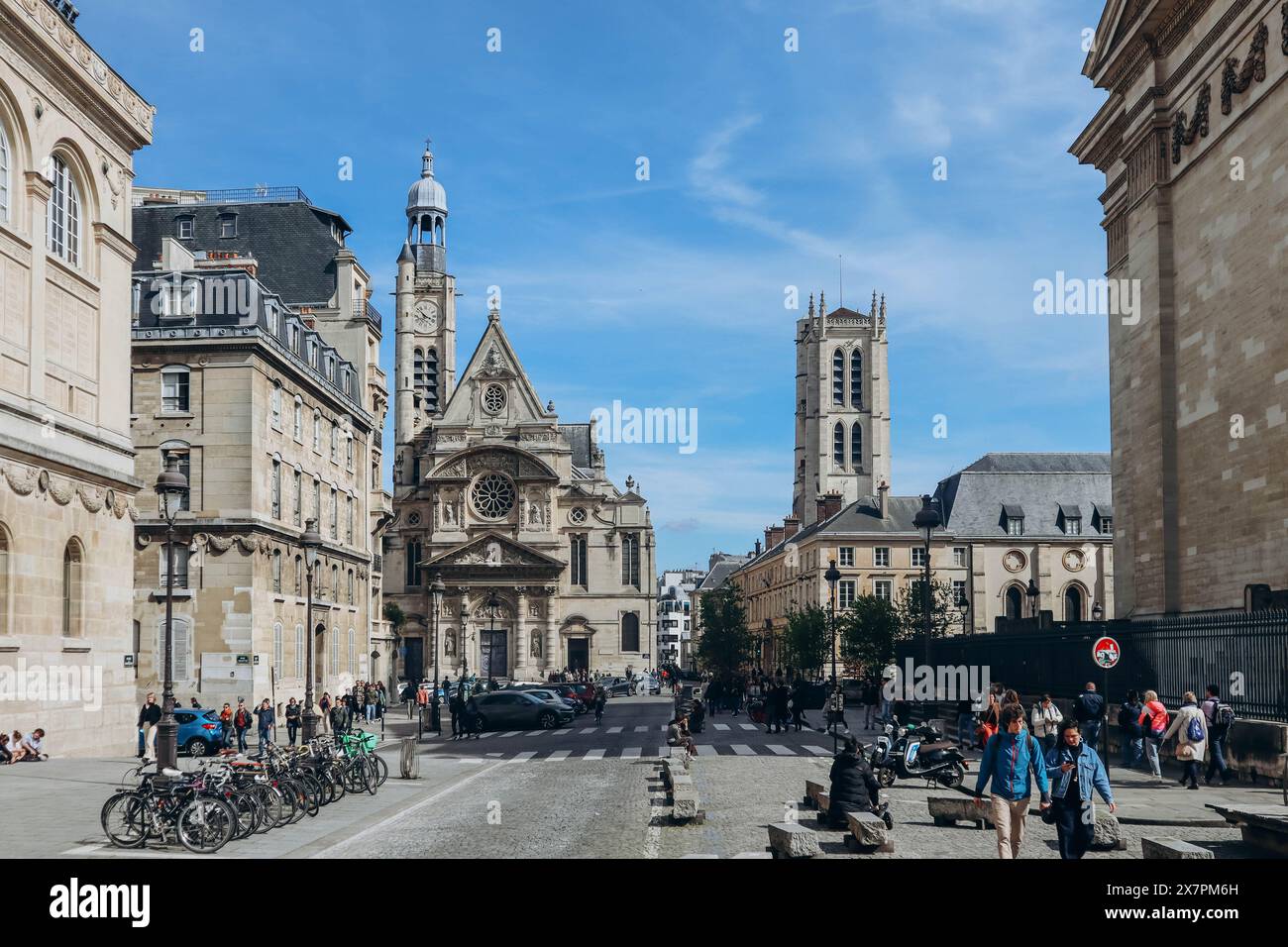 Paris, France - 16 April 2023: Saint-Étienne-du-Mont church, Lycée ...