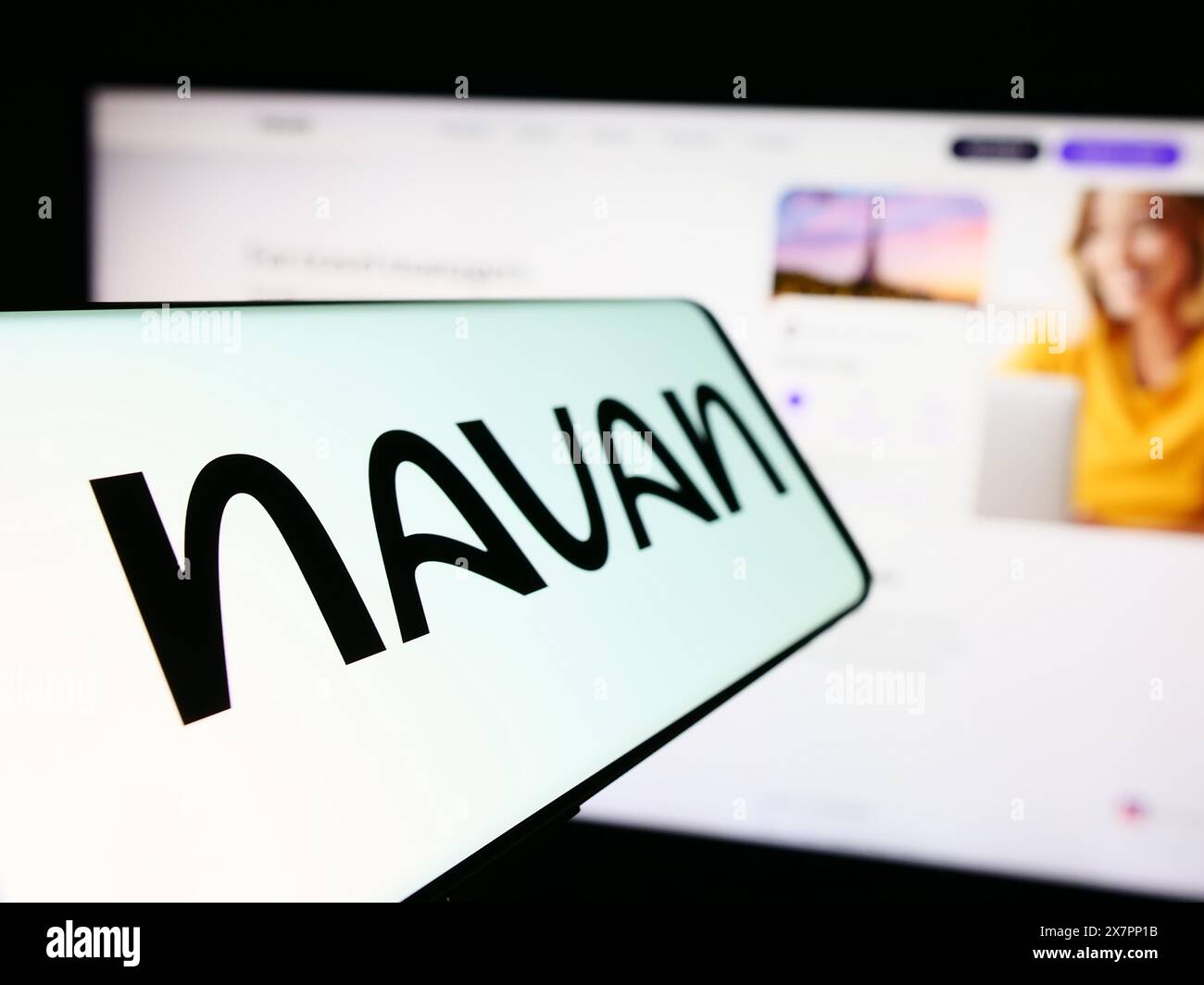 Mobile phone with logo of American travel management software company ...