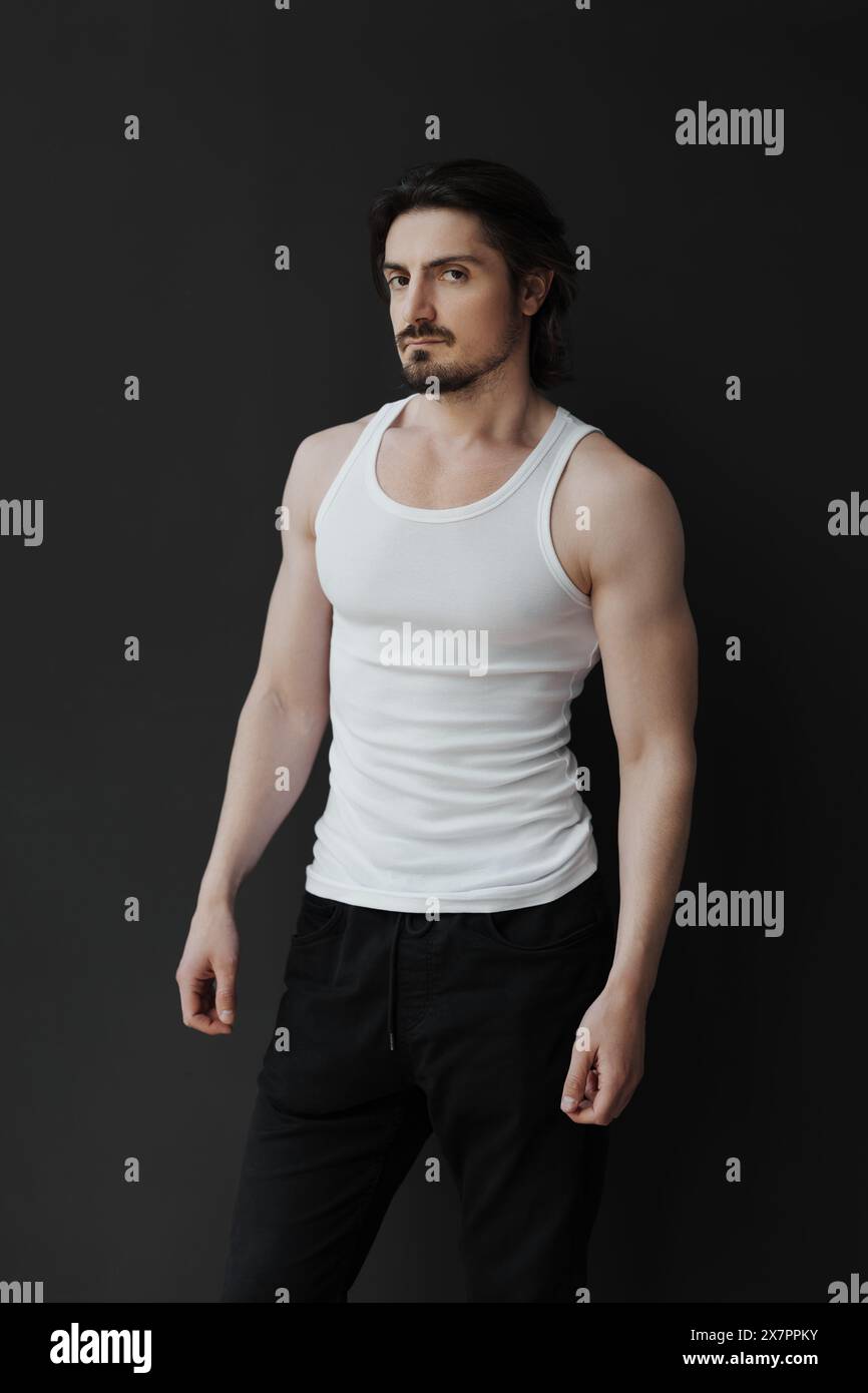 Tank man muscles beard hi-res stock photography and images - Alamy