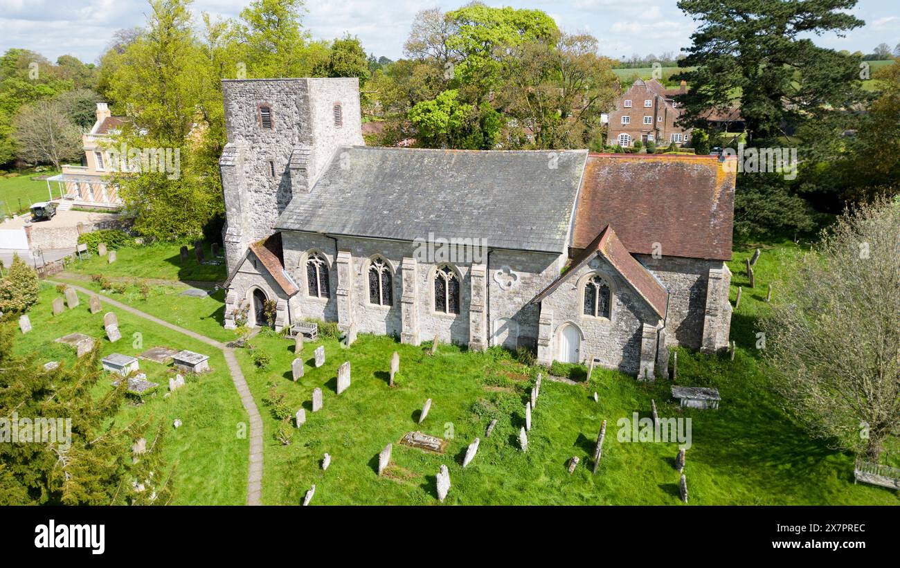 Aerial view of St Michael's Church in the village of Chart Sutton ...