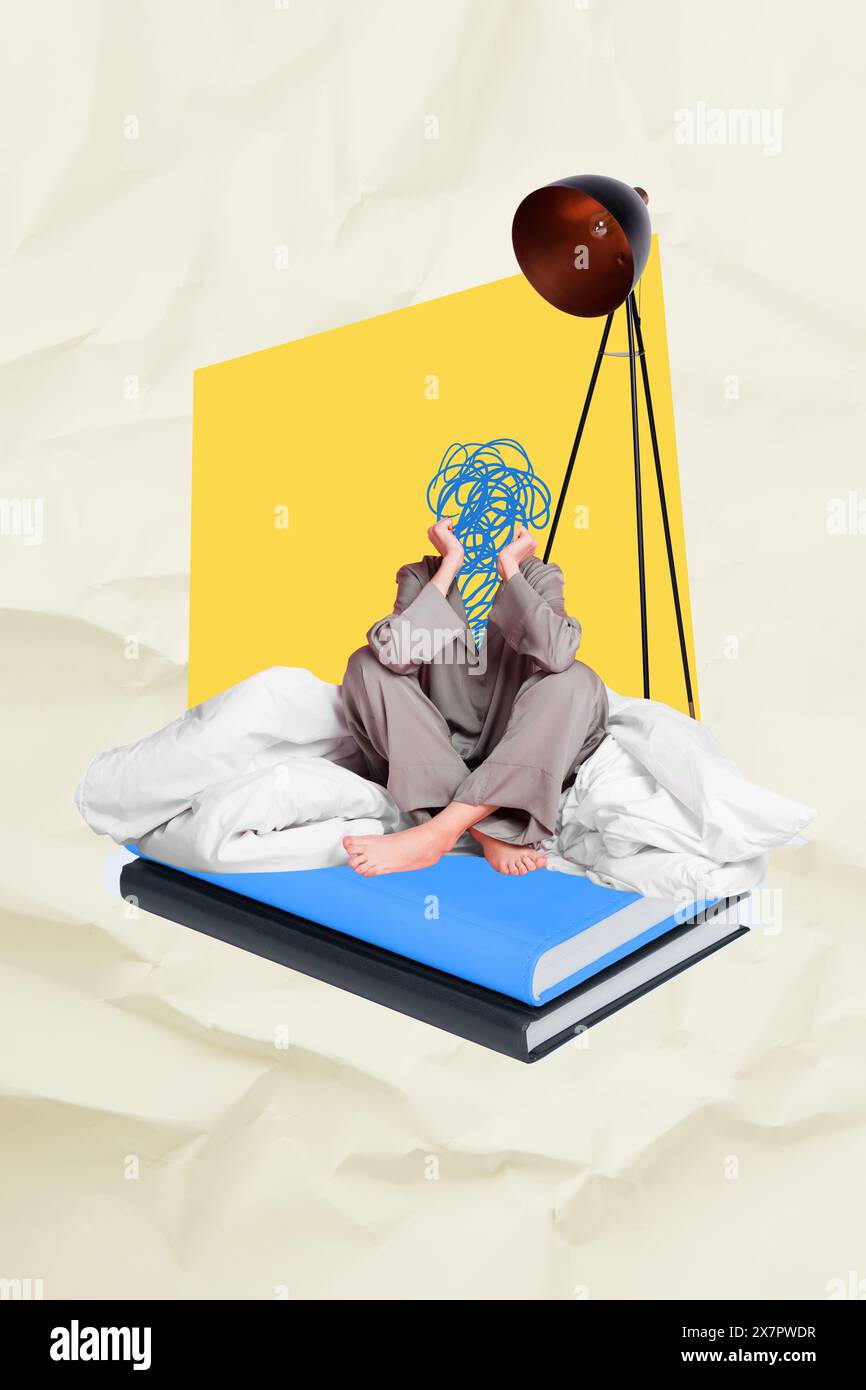 Trend artwork sketch image composite photo collage of sad bad mood wake ...