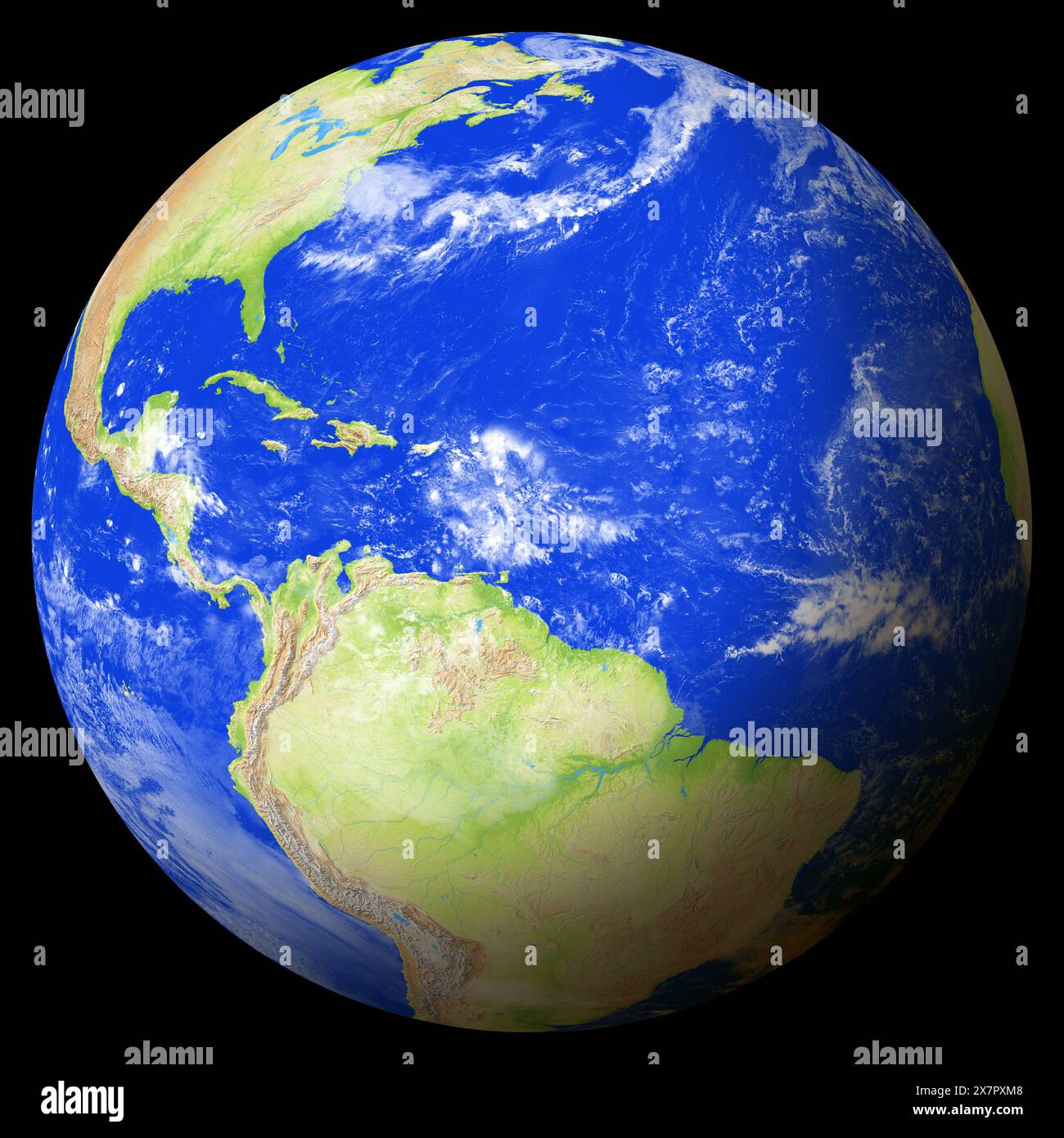 View of the earth from space showing Barbados in the center of the ...