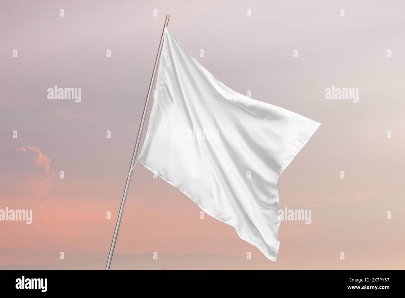 Clean white flag mockup waving in the wind, ideal for national flag ...
