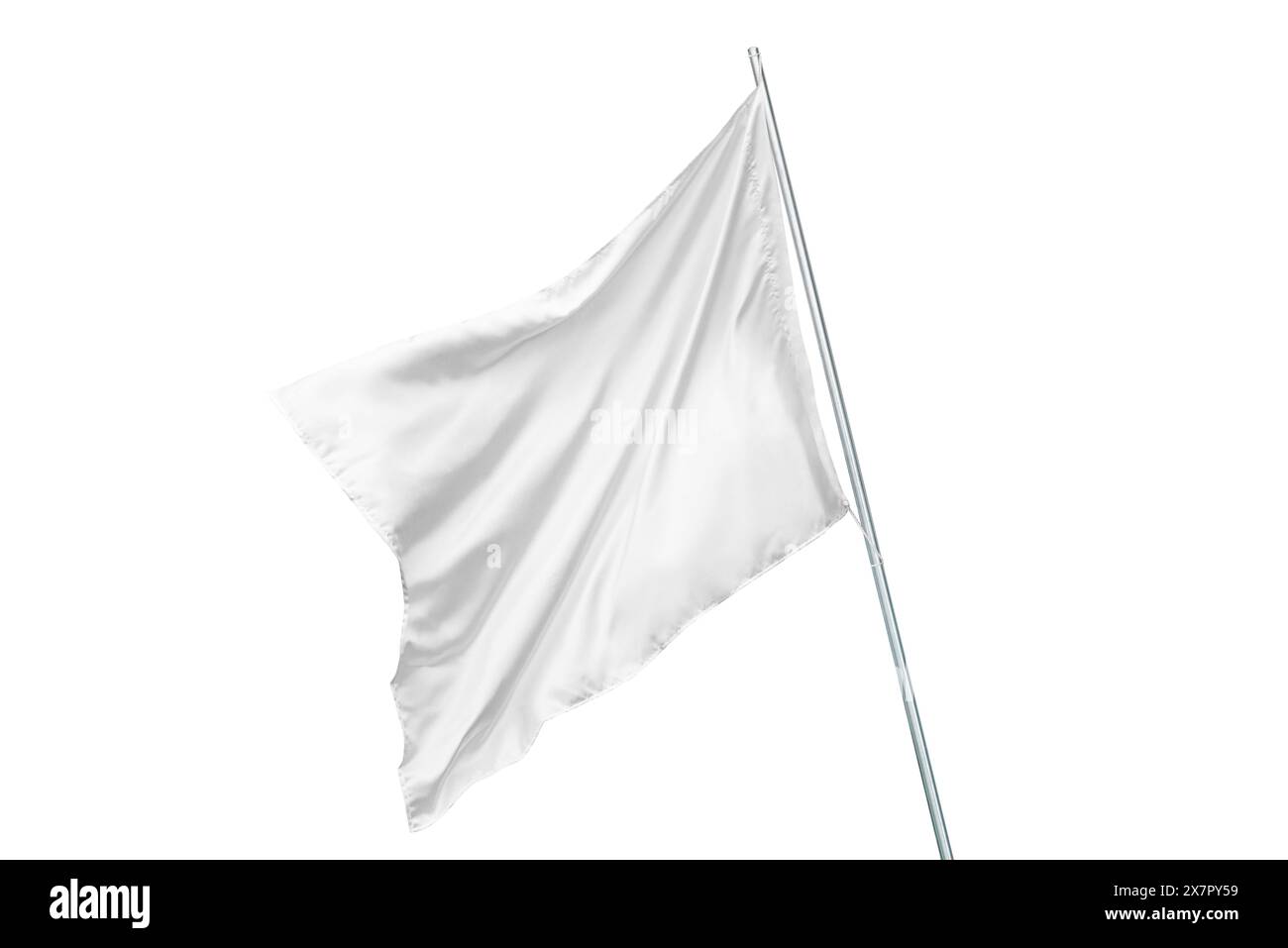 Isolated, clean white flag mockup waving in the wind, ideal for ...