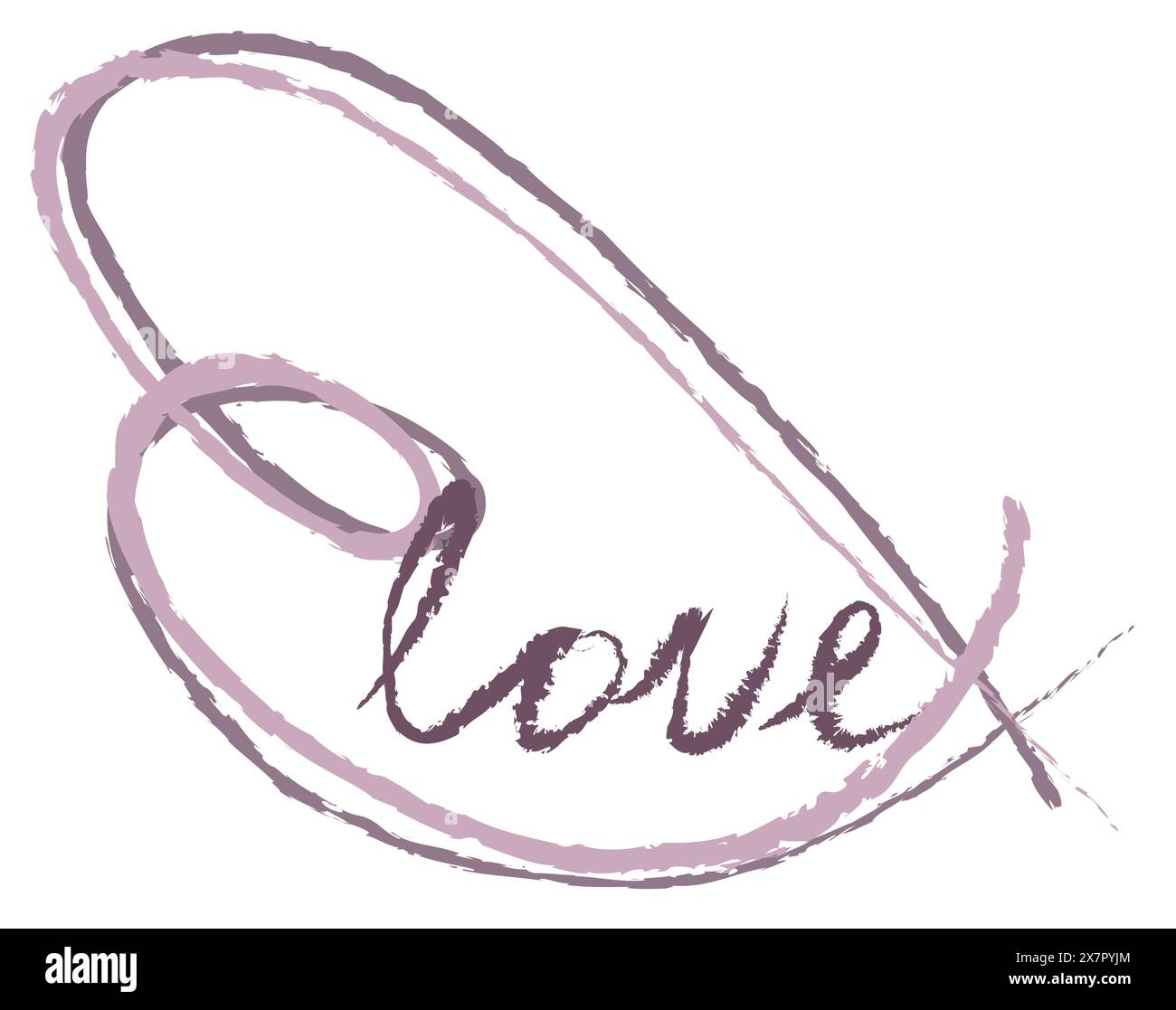 depicts the word love written in an elegant, cursive style. The text is ...