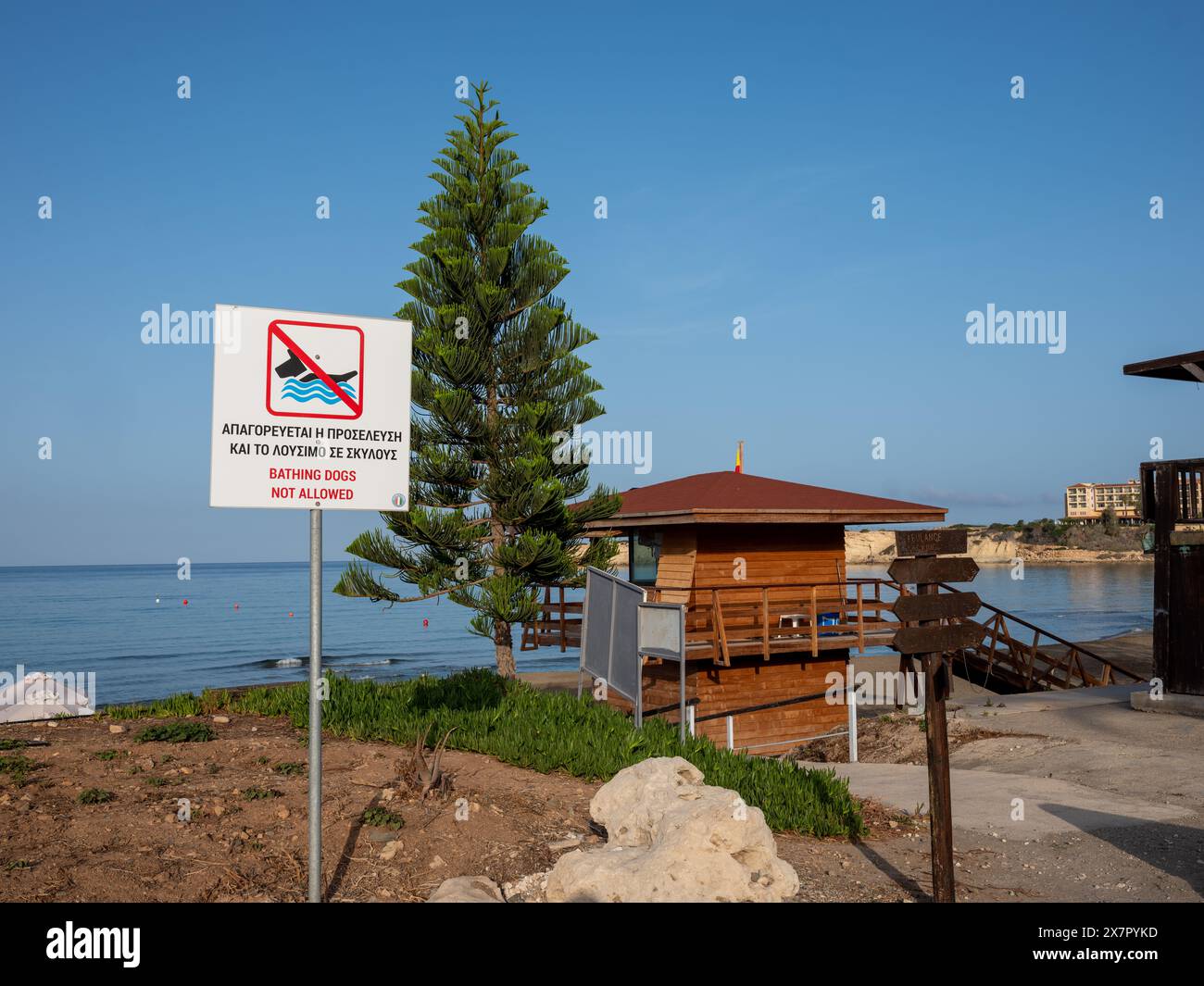 May 2024, Sign on the beach banning the swimming of dogs and pets near ...
