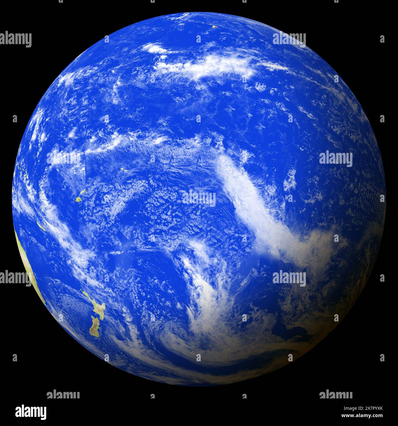 View of the earth from space showing the Cook Islands in the center of ...