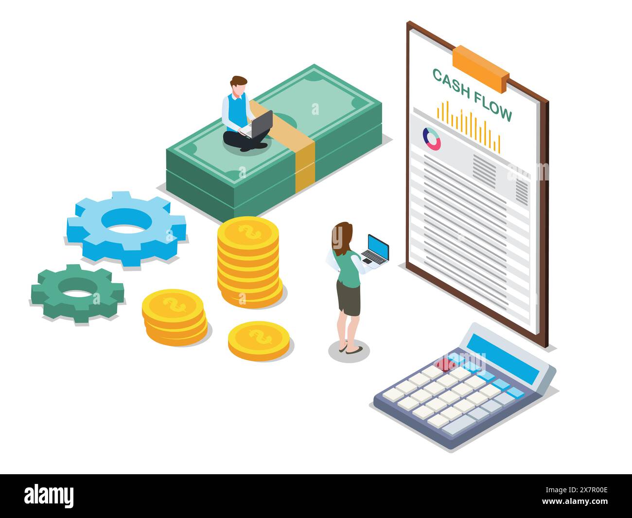 Business cash flow report isometric 3d Stock Vector Image & Art - Alamy