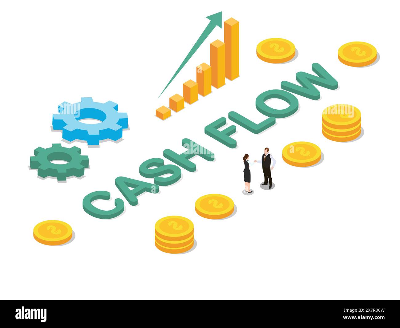 Cash flow illustration design with coins and financial diagram Stock ...