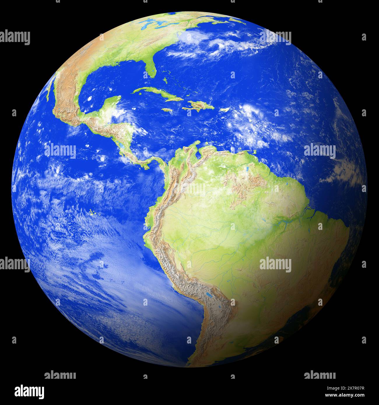 Map of earth showing south america hi-res stock photography and images ...
