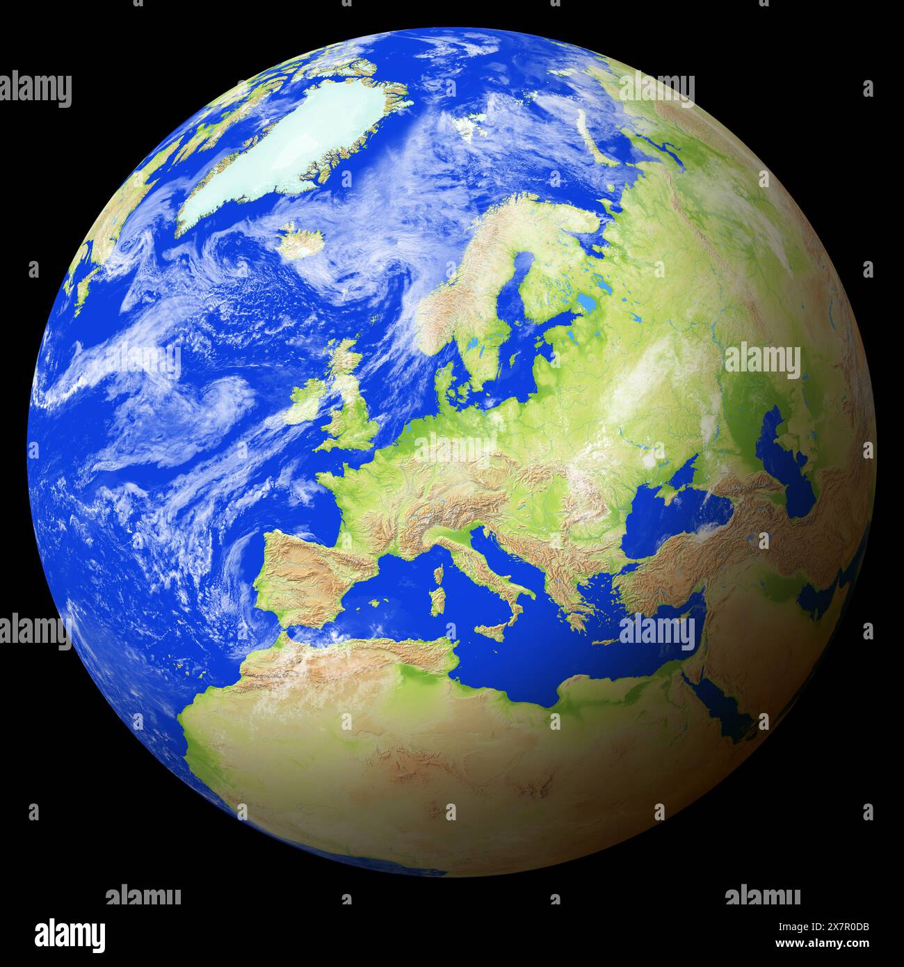 View of the earth from space showing Germany in the center of the image ...
