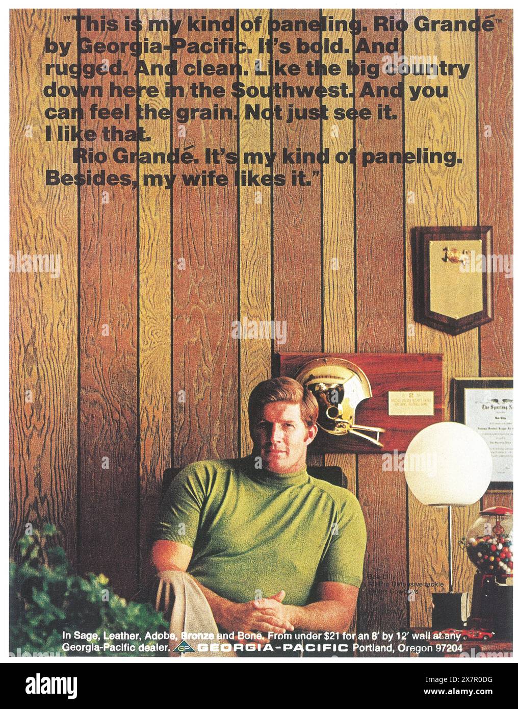 1970 Georgia-Pacific paneling ad with Bob Lilly Stock Photo - Alamy