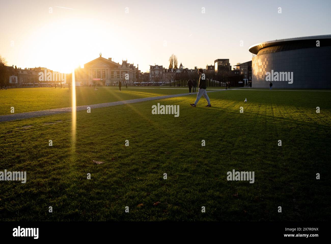 Lawn of the Museum Square with the Van Gogh Museum and the Opera House ...