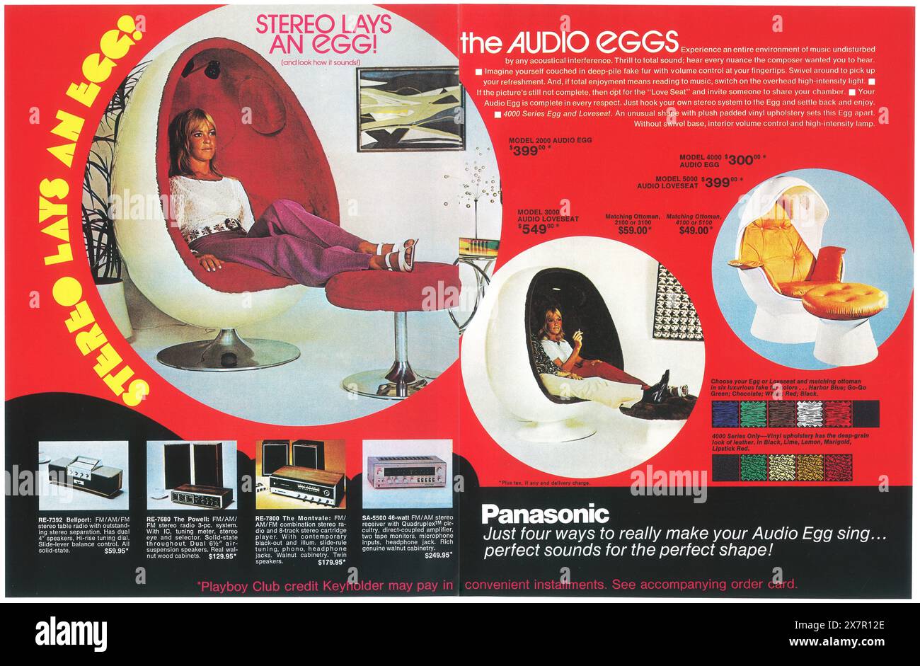 1972 Panasonic Audio Egg Chair ad - Stereo Lays An Egg! Stock Photo - Alamy