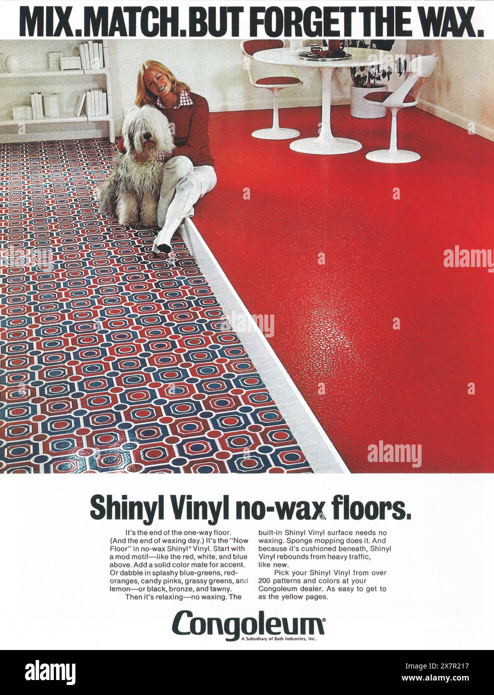 1970s Congoleum Shinyl Vinyl No-wax floors ad Stock Photo - Alamy