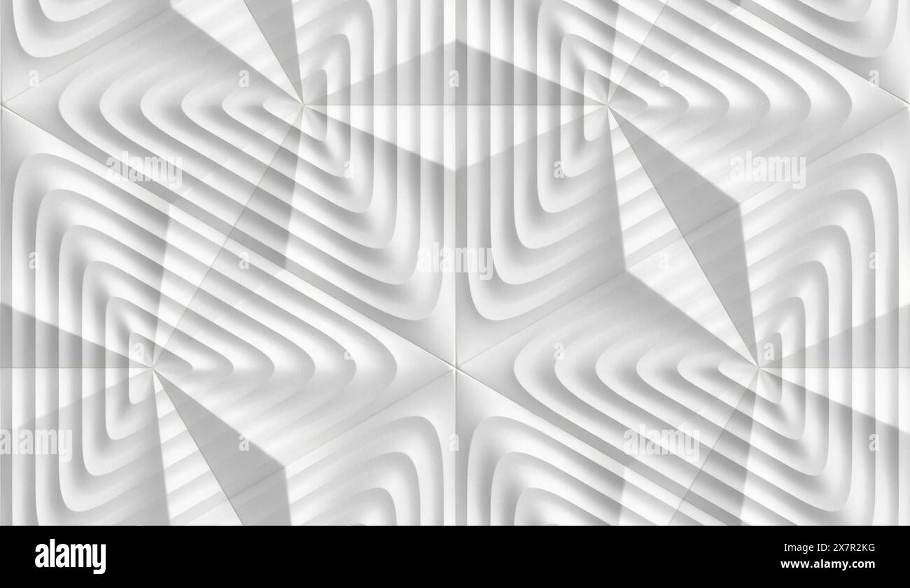 Monochromatic 3D seamless wallpaper pattern featuring geometric shapes ...