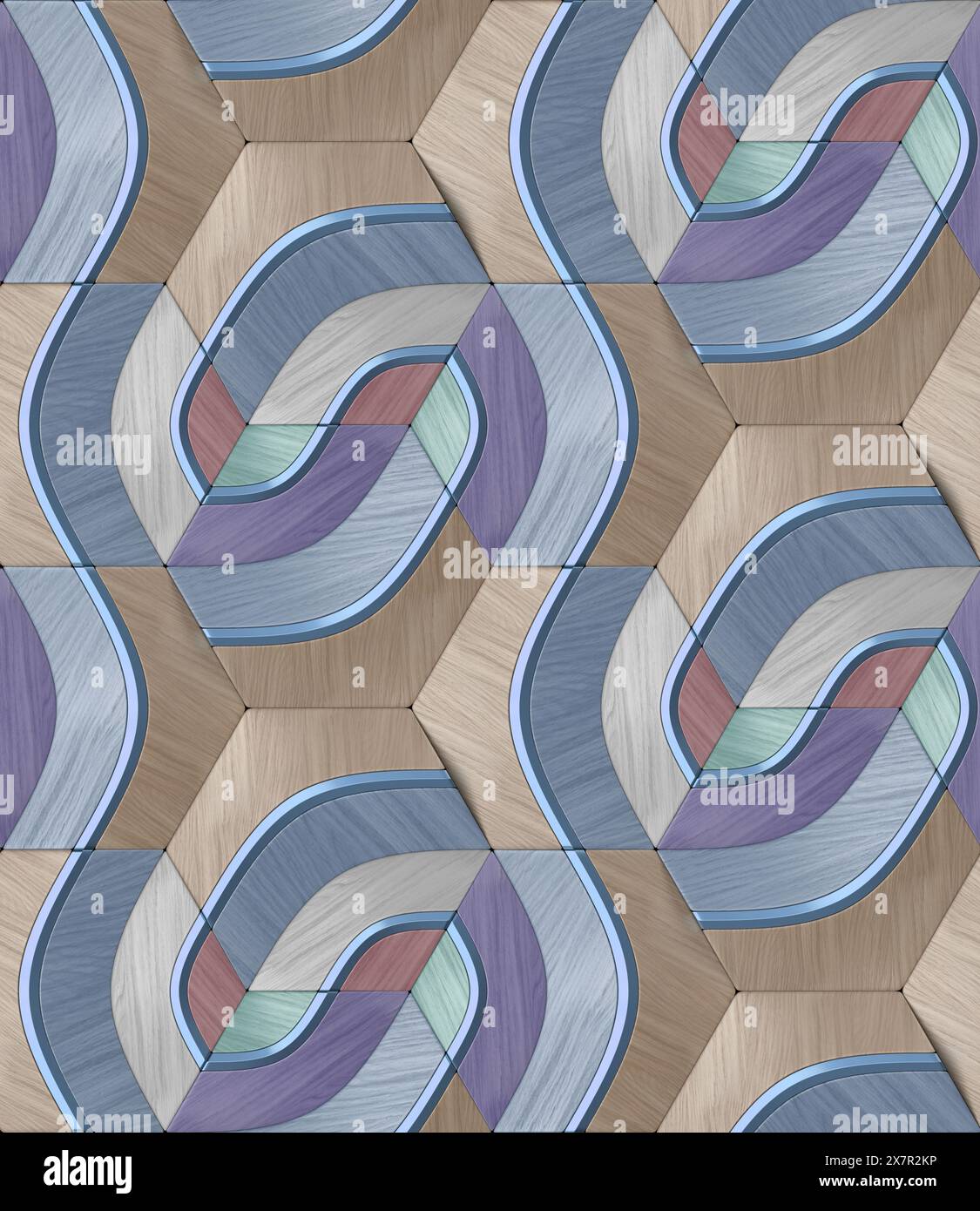 This is a 3D illustration of a seamless geometric pattern that features ...