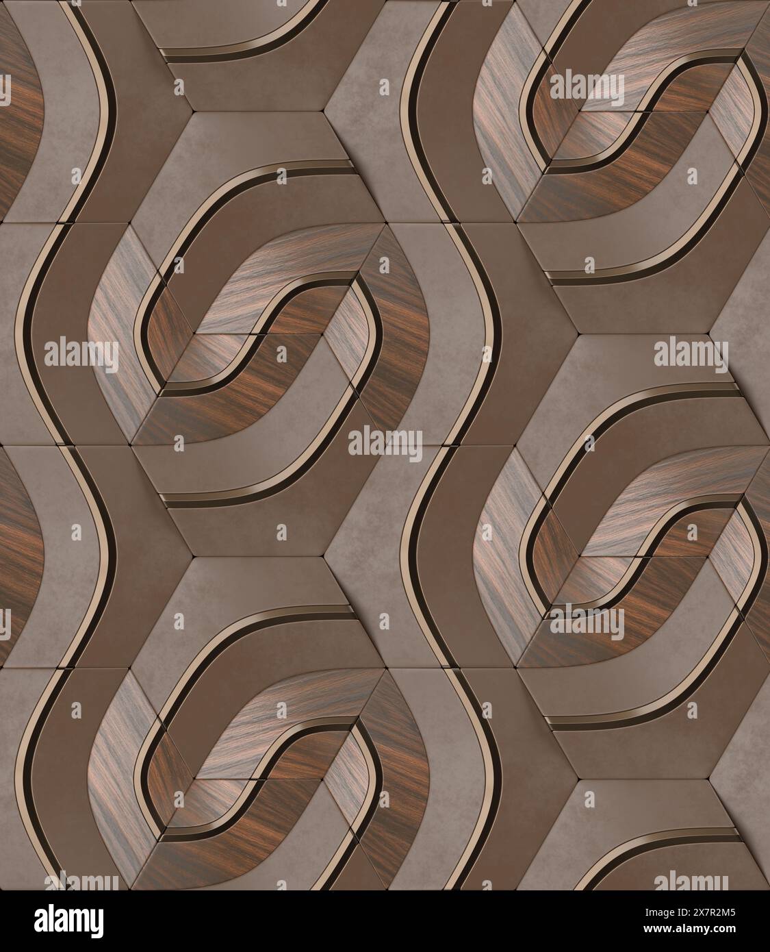 An intricately designed 3D illustration showcasing a seamless geometric ...