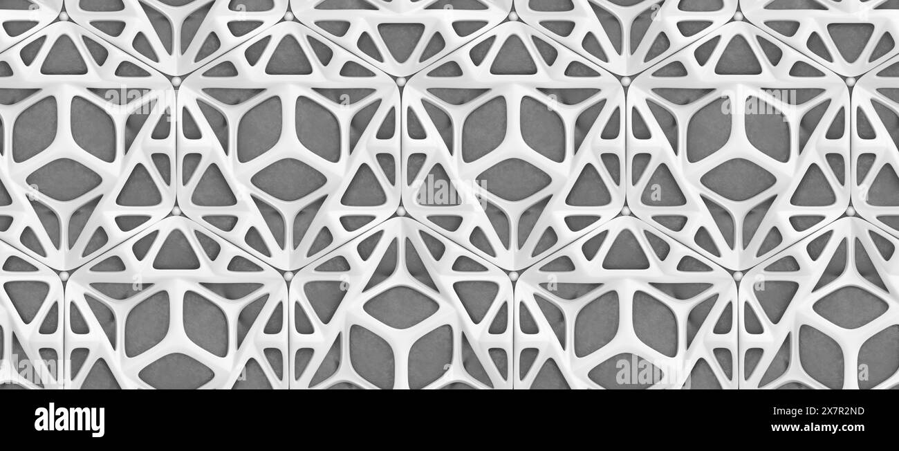 3d hard metal frame tiles on gray concrete background. High quality ...