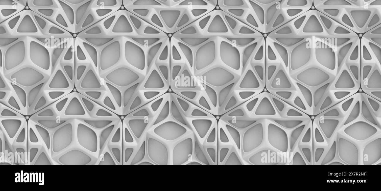 3d hard metal frame tiles on gray concrete background. High quality ...