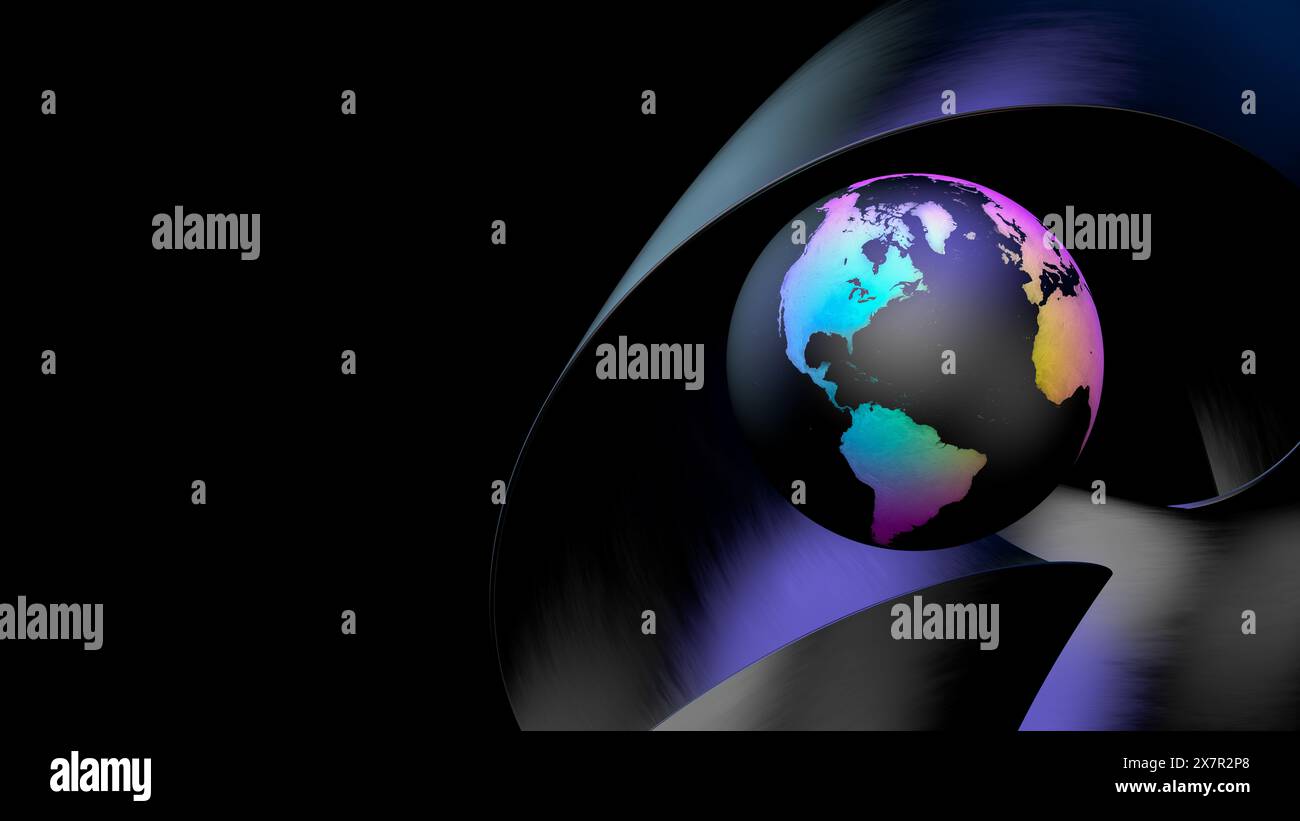 Stylized representation of Earth with GeoModule aesthetic on a dark ...