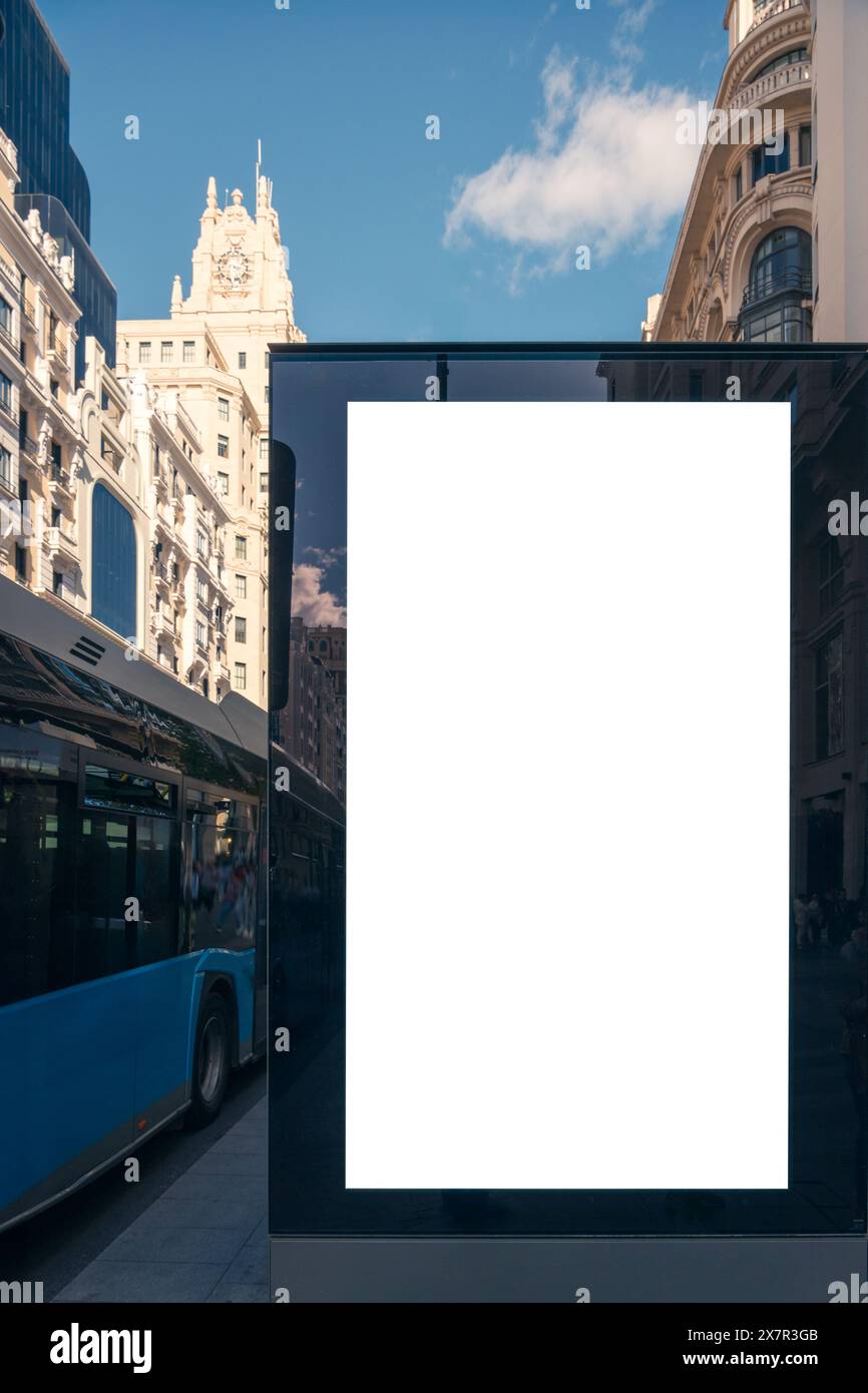 Urban billboard mockup with blank space for advertising in Madrid ...