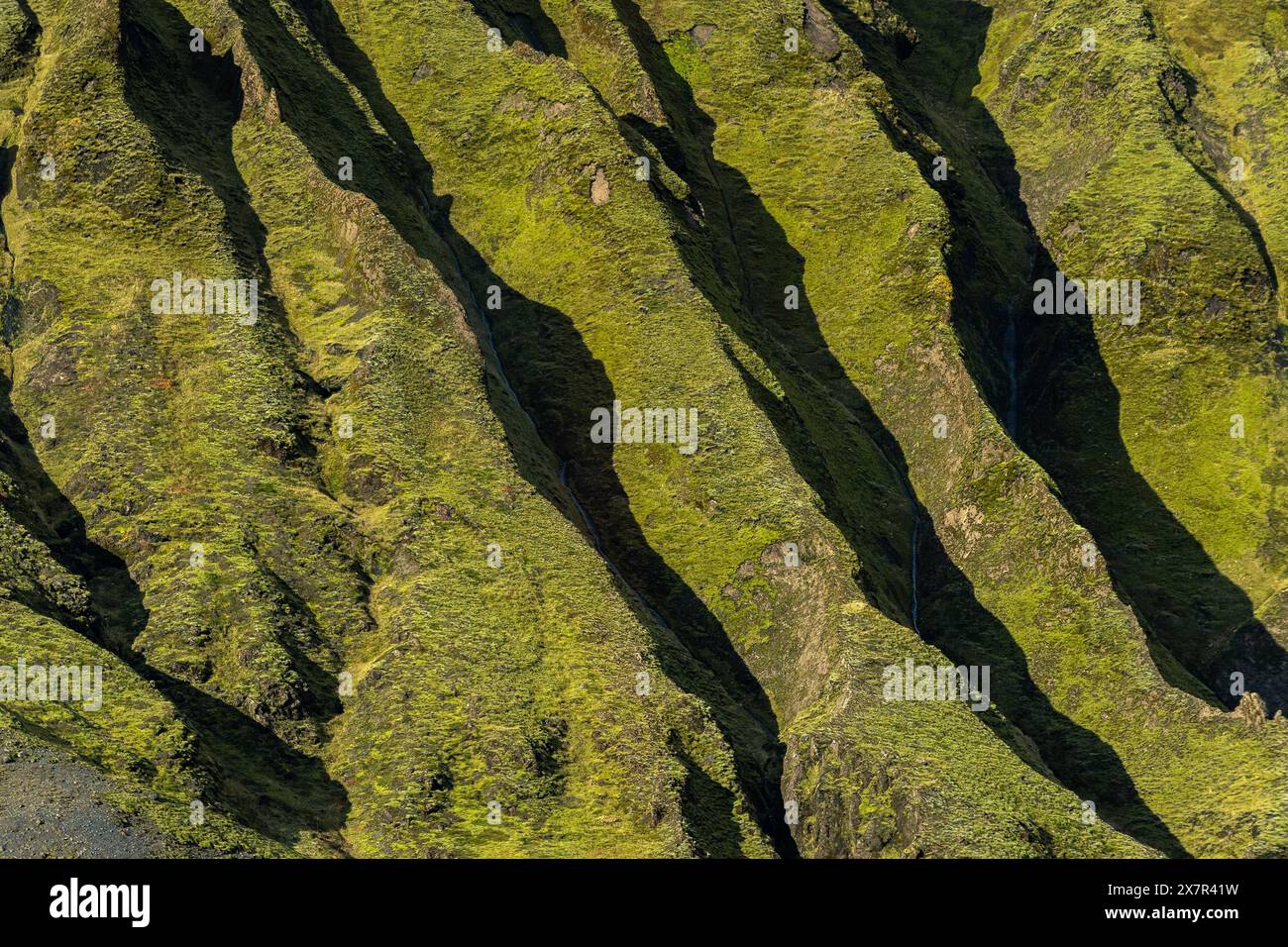 Aerial shot displaying the striking texture of Iceland's highland ...