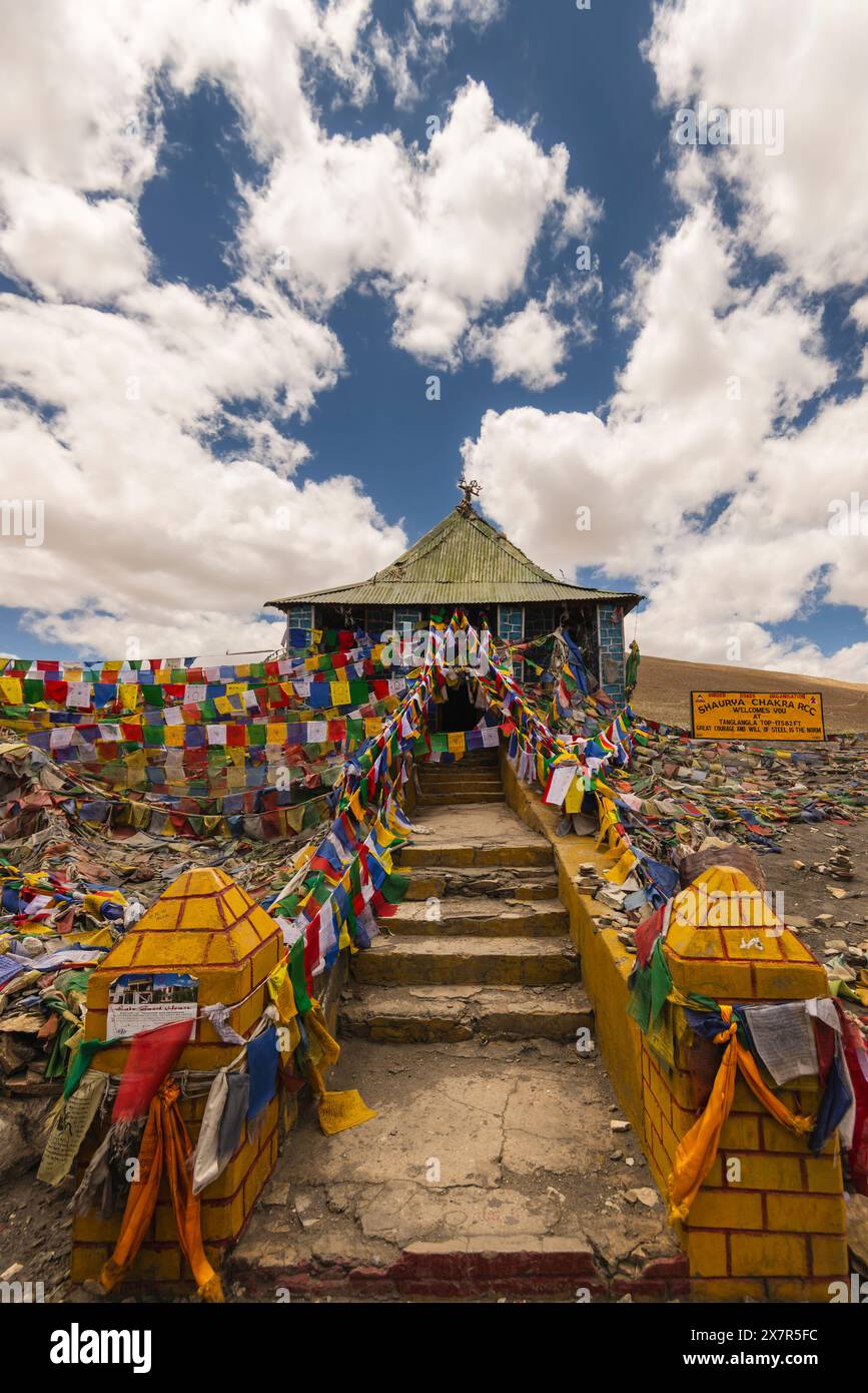 A multi-faith prayer hall atop Tanglang La, a high altitude mountain ...