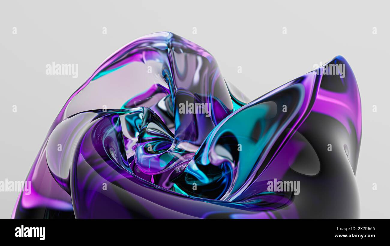 Captivating 3D-rendered glass structure with colorful reflections on a ...