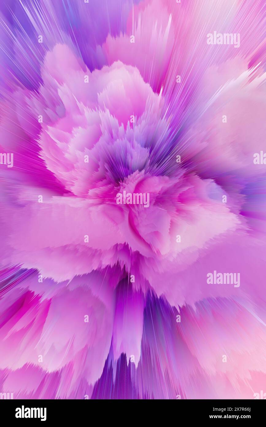 A digital art piece featuring a 3D extrusion effect in shades of pink ...