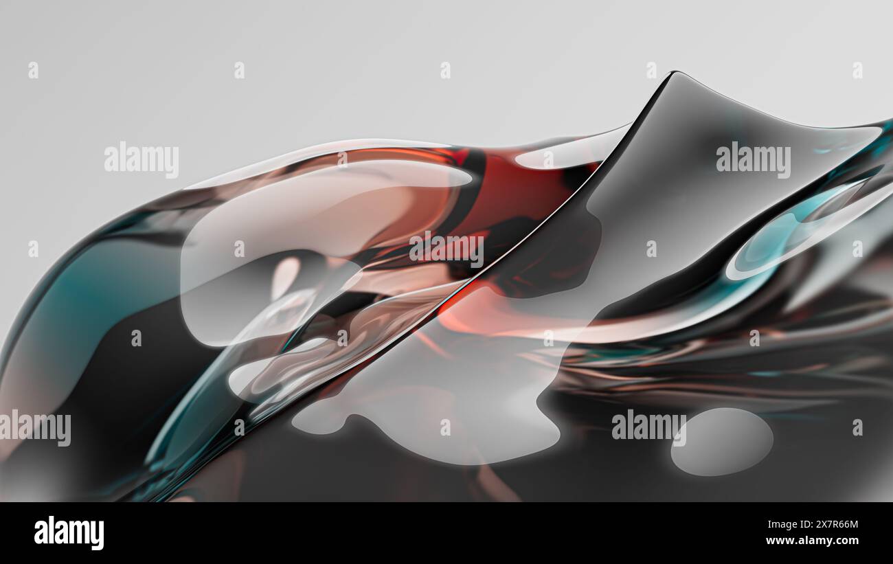 An elegant abstract image showcasing smooth 3D glass curves with ...