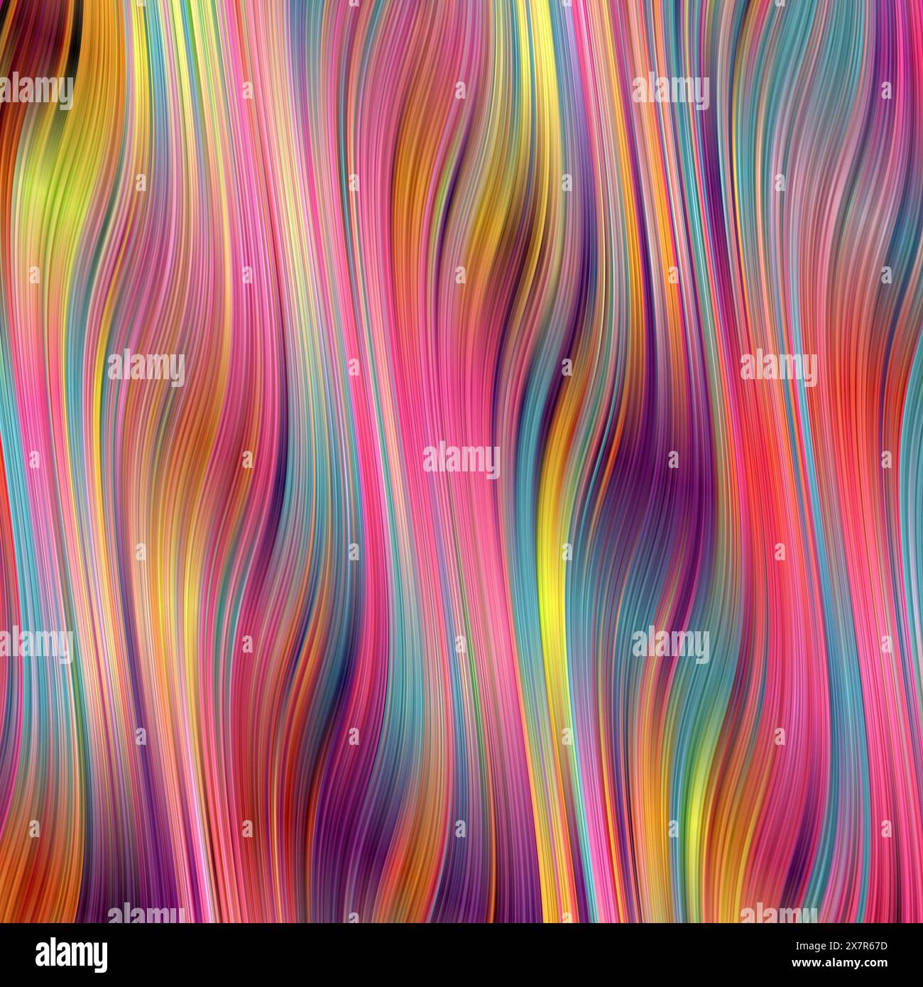This abstract image showcases a vibrant combination of wavy lines in a ...