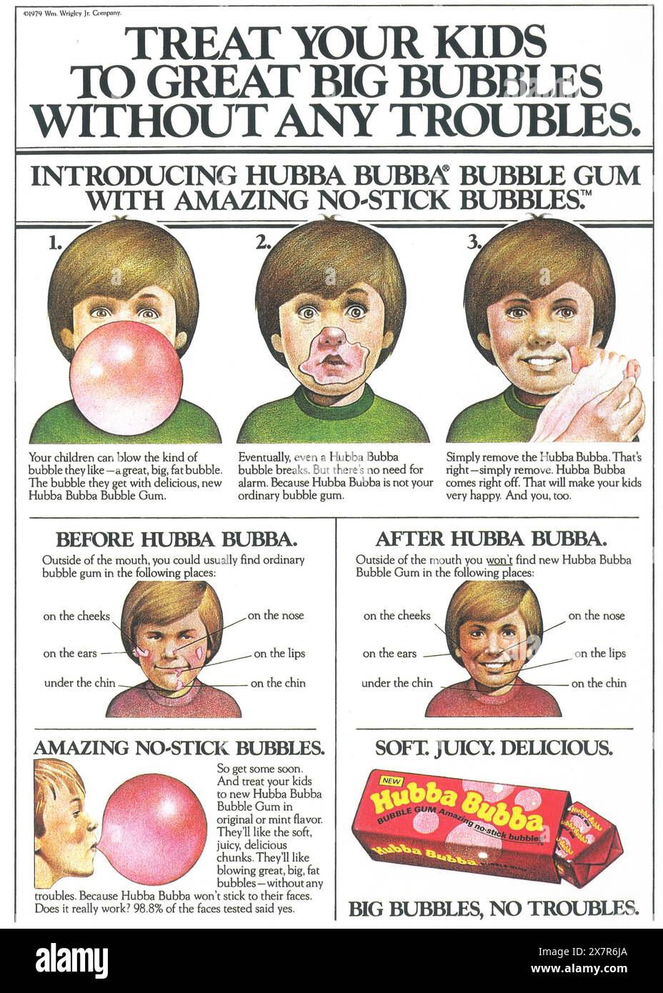 1979 Hubba Bubba Ad - Big Bubbles, No Troubles Stock Photo - Alamy