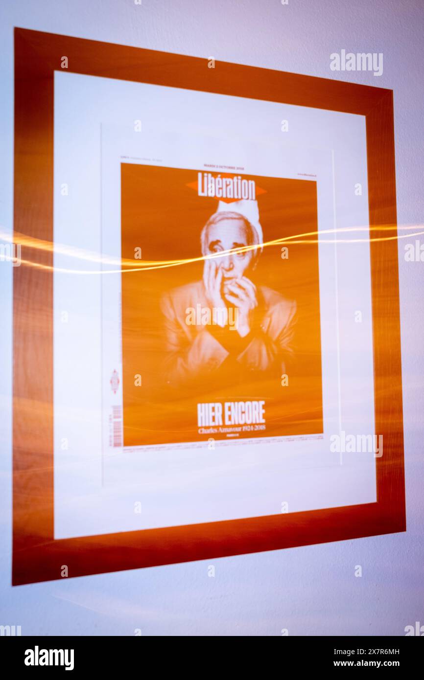 A frame from the front page of the French newspaper Liberation for the ...