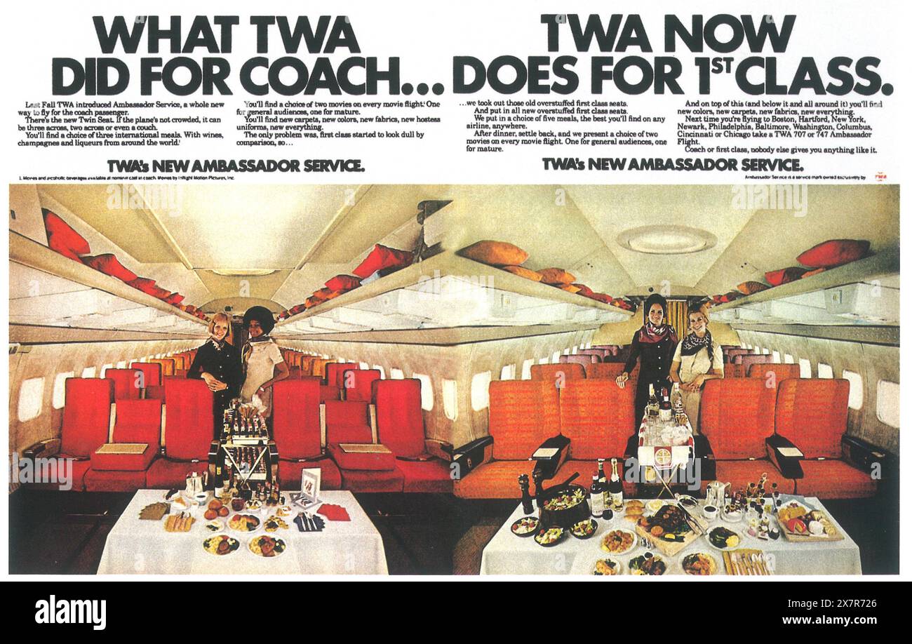 1971 TWA Trans World Airlines airlines ad - "...TWA does for 1st class ...