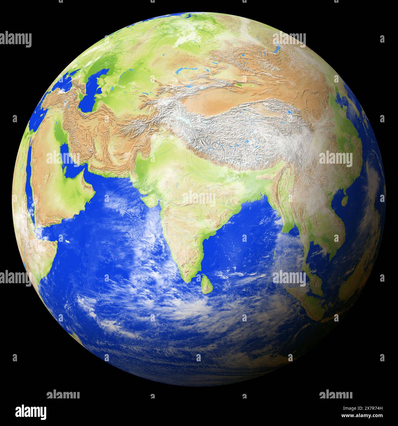 View of the earth from space showing India in the center of the image ...