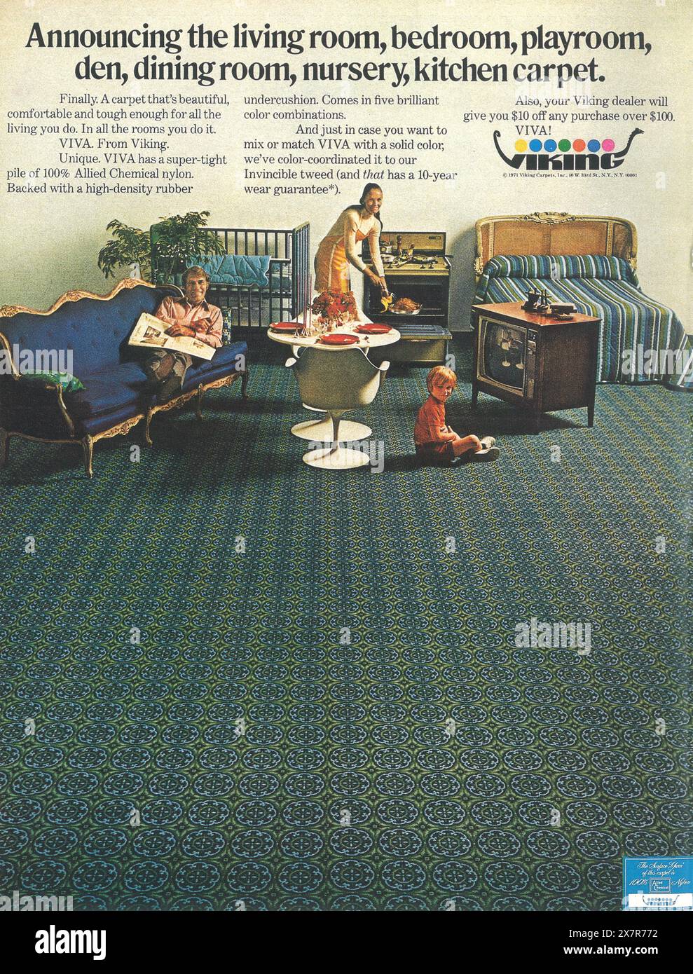 1971 Viking carpets ad Stock Photo - Alamy