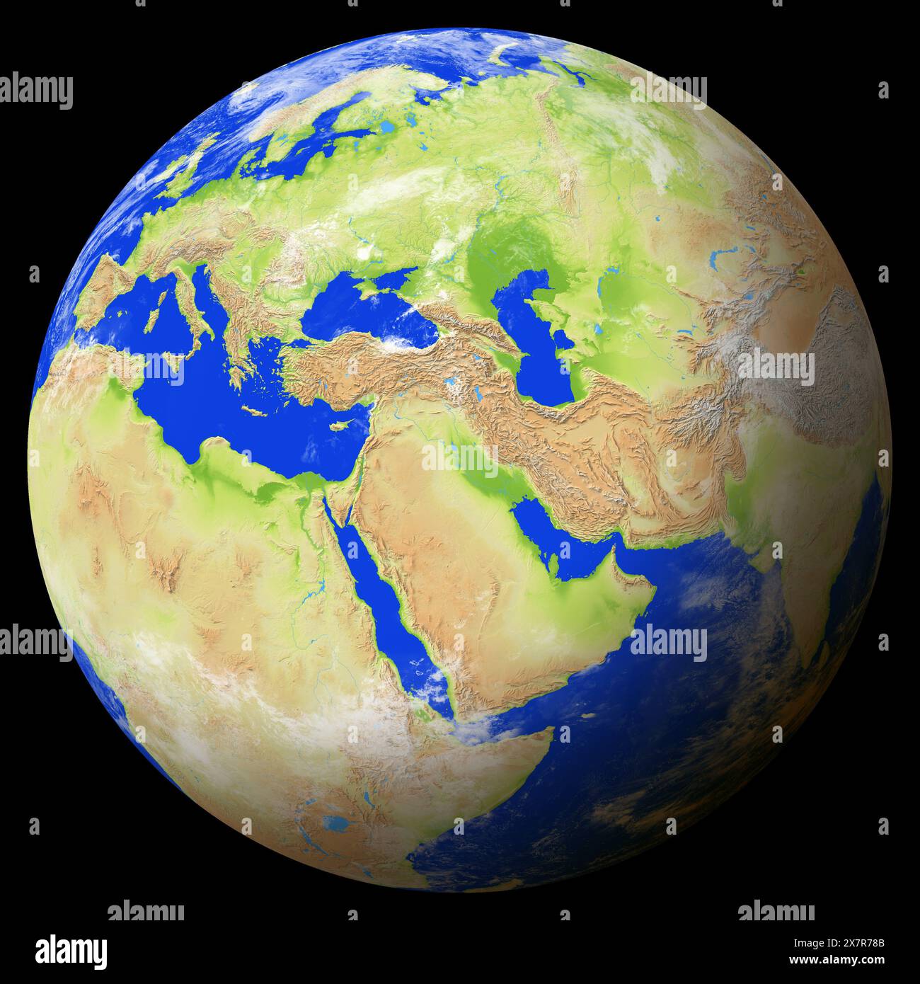 View of the earth from space showing Iraq in the center of the image ...