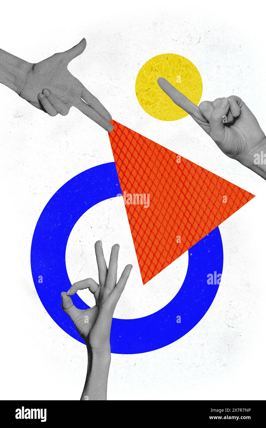 Sketch image collage of geometric elements circle triangle ball black ...