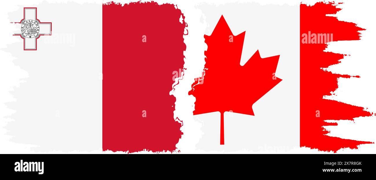 Canada and Malta grunge flags connection, vector Stock Vector Image ...