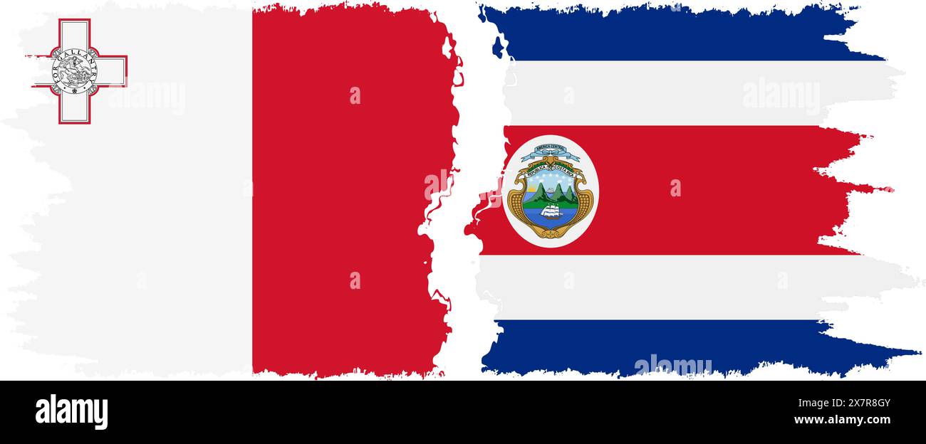 Costa Rica and Malta grunge flags connection, vector Stock Vector Image ...