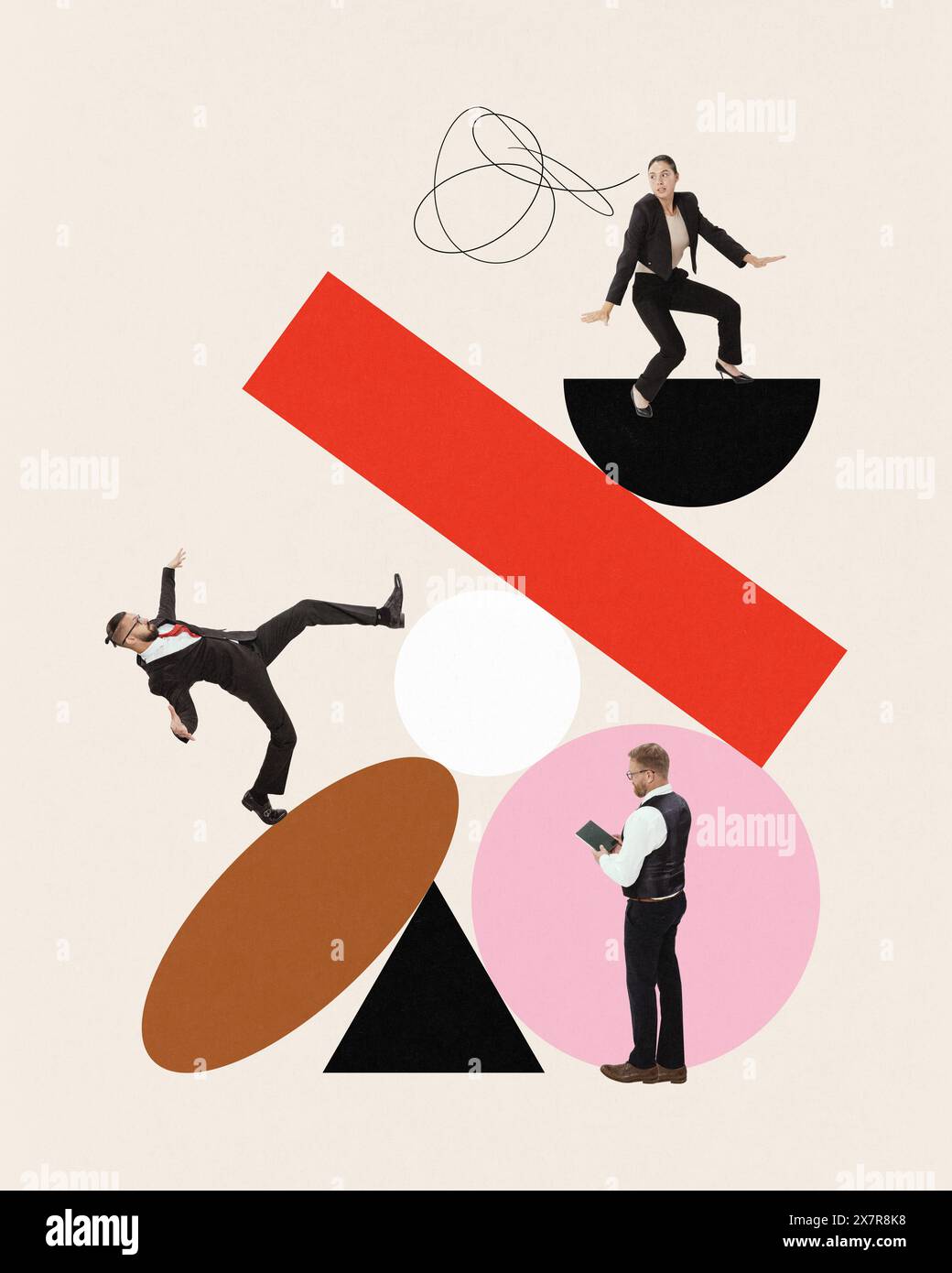 Contemporary art collage. People in formal attire interacting with ...