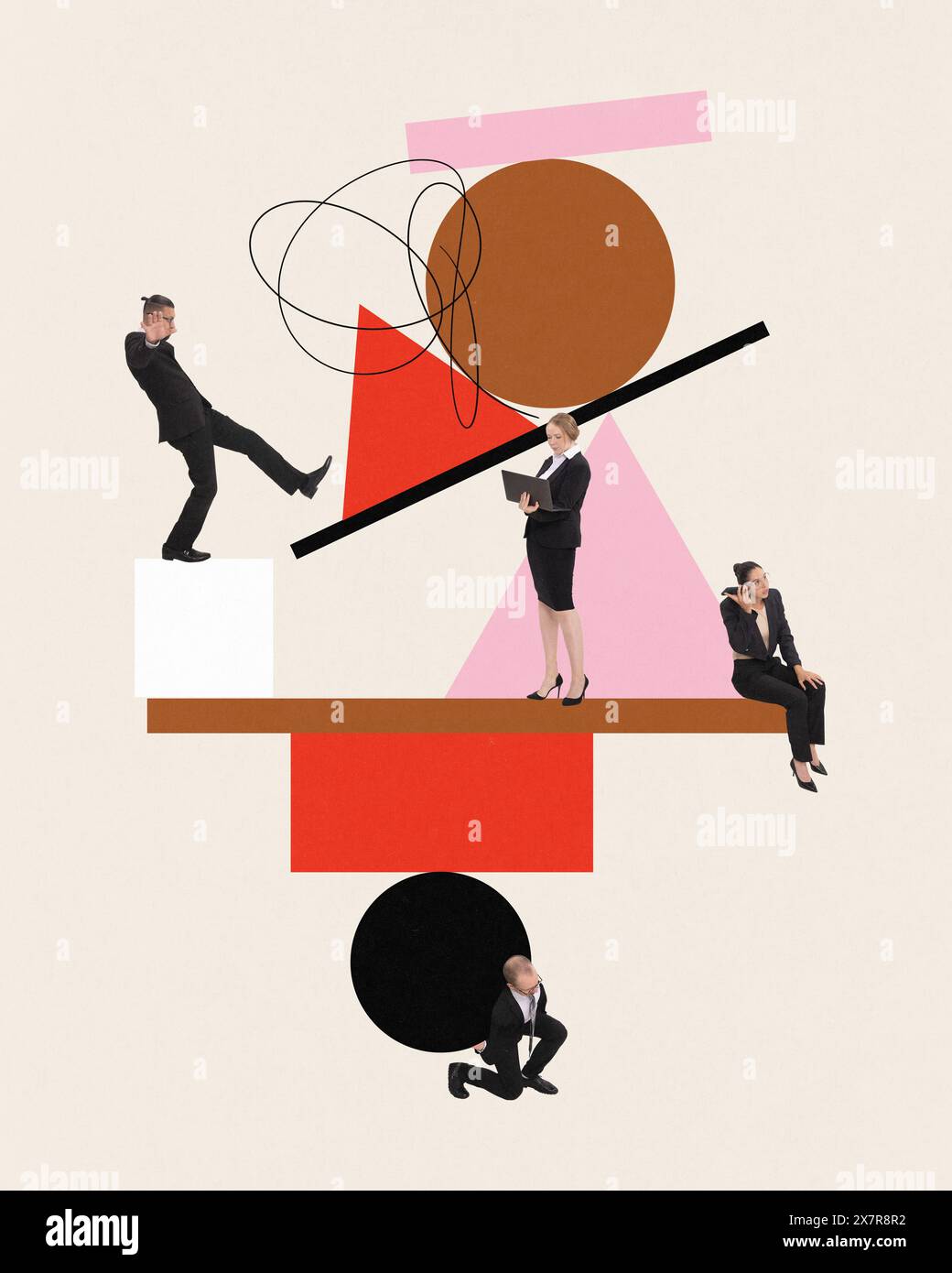 Contemporary art collage. Innovative problem-solving. Group of ...