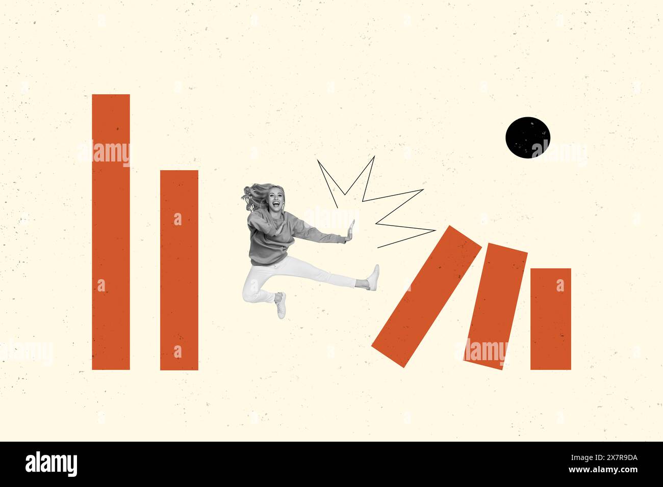 Sketch image trend composite 3D photo collage of young active lady do ...