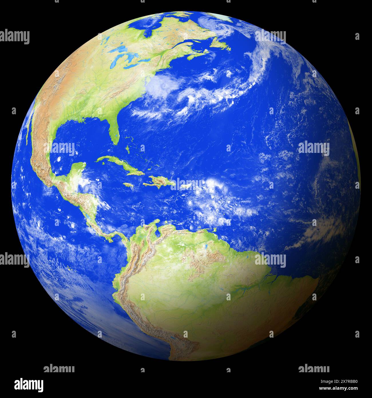 View of the earth from space showing Puerto Rico in the center of the ...