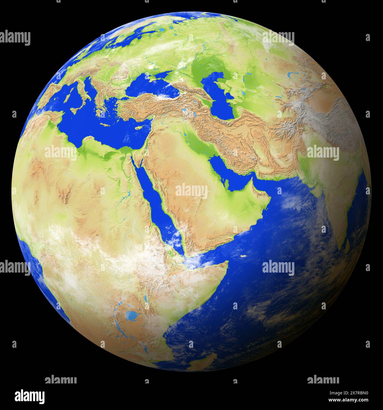 View of the earth from space showing Saudi Arabia in the center of the ...