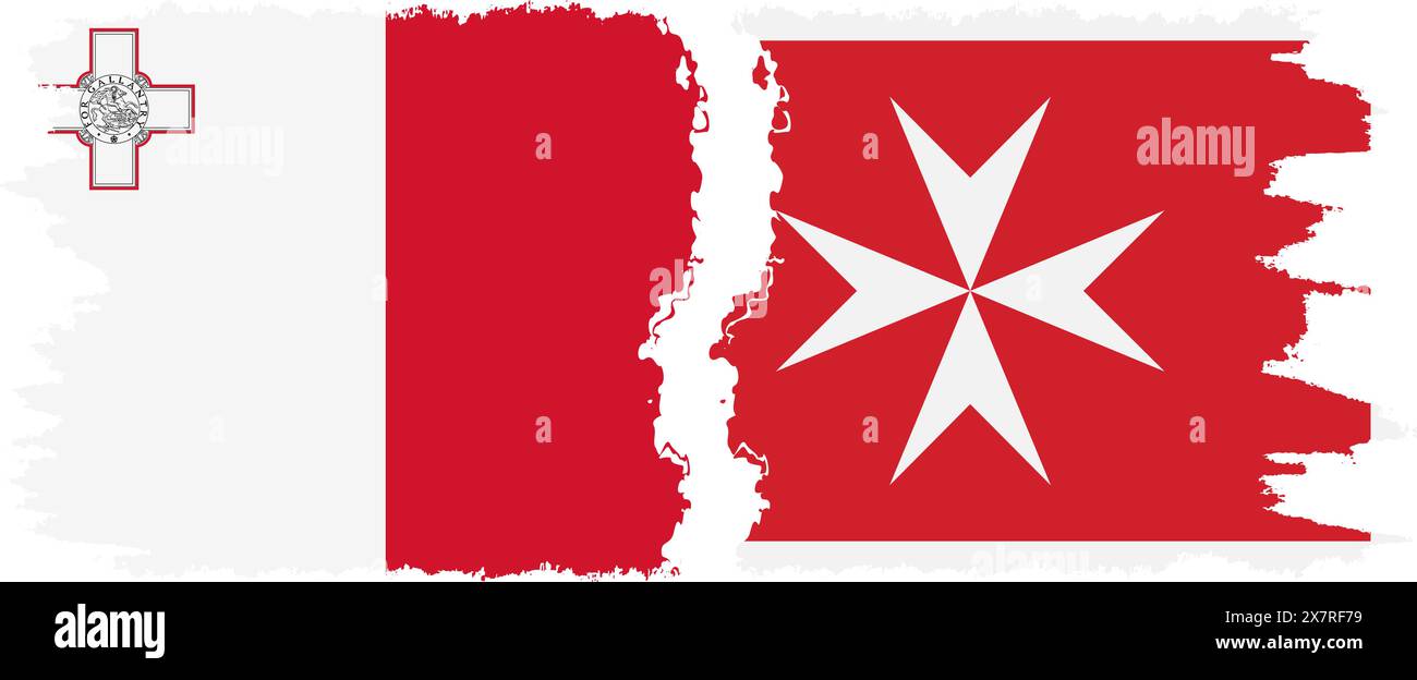 Malta and Malta grunge flags connection, vector Stock Vector Image ...