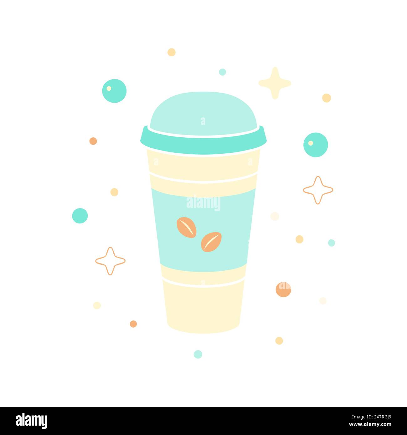 Coffee cup flat vector illustration in pastel colors on a white ...