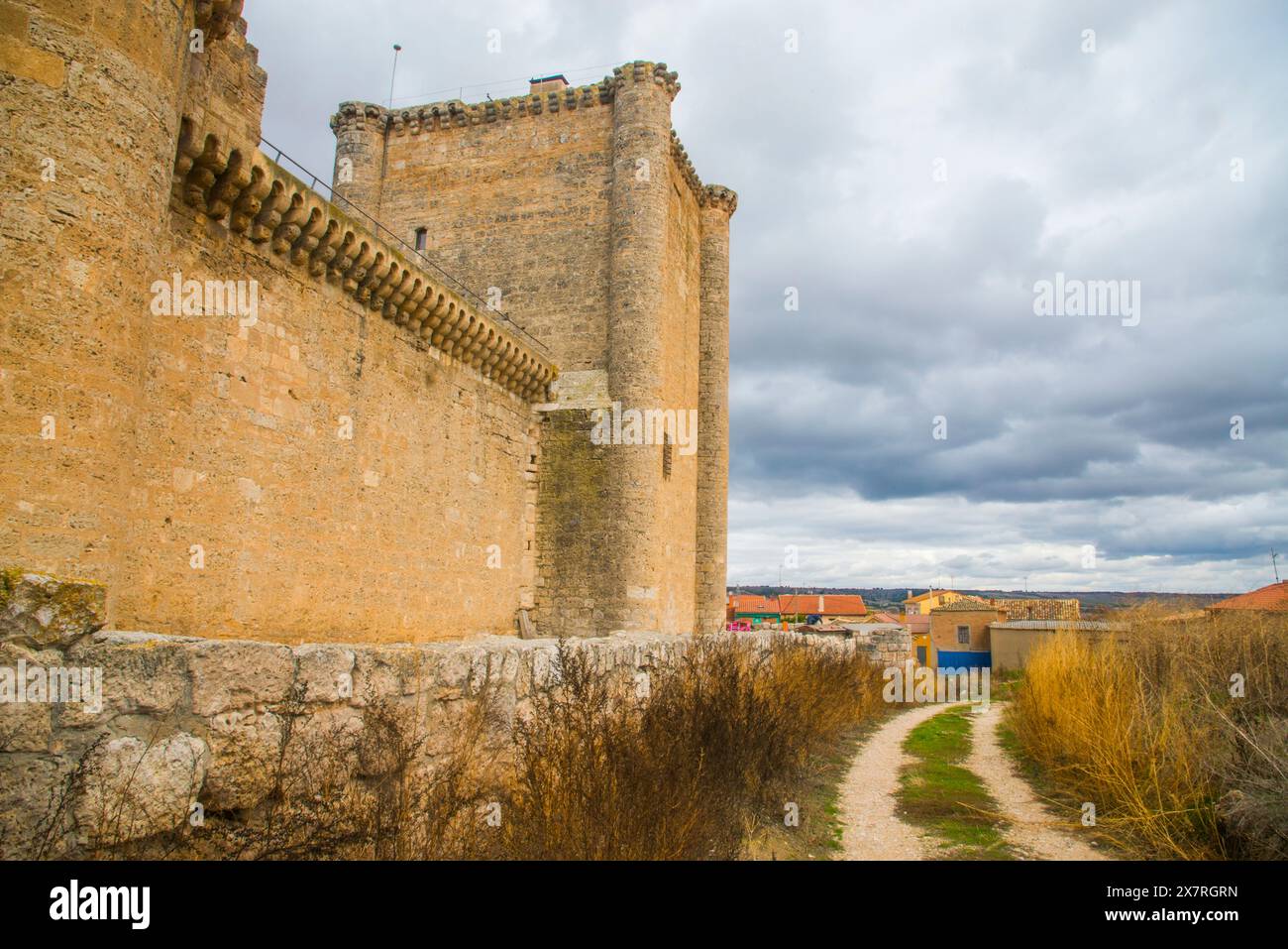 Medieval castle and view of the village. Villafuerte de Esgueva ...